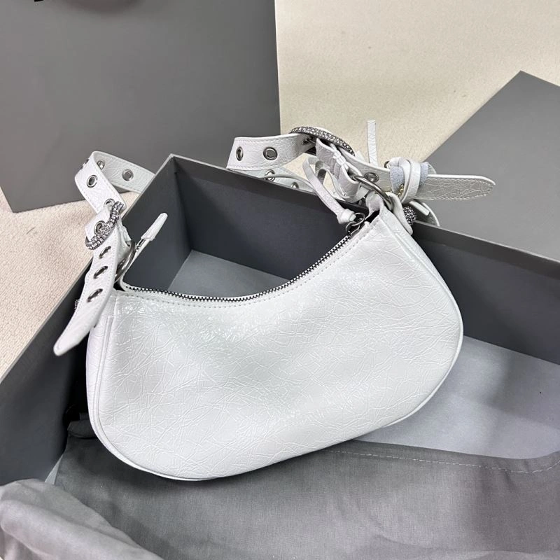 Accurate model Le Cagole Half-Moon Dumpling Motorcycle Bag - Diamond Buckle White