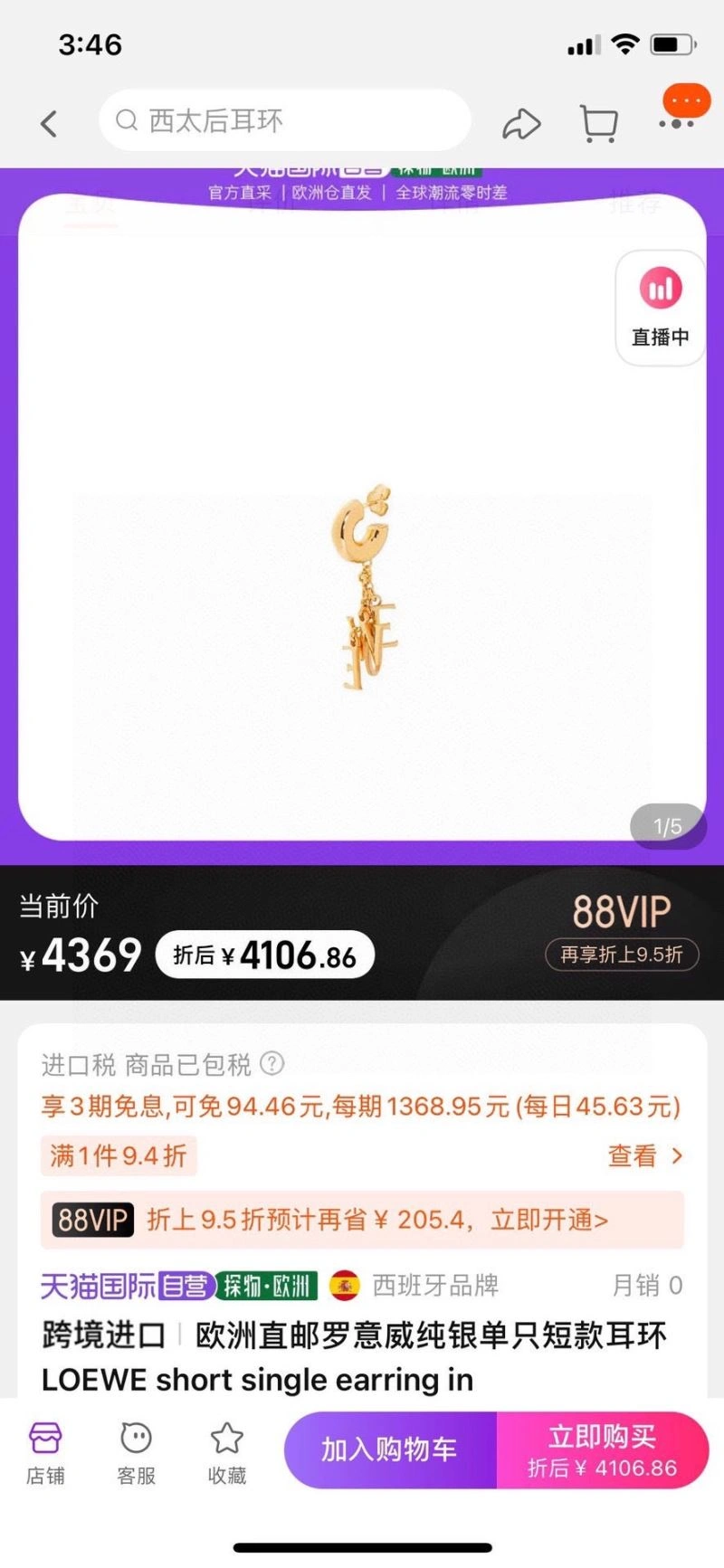 Authentic Loewe Earrings