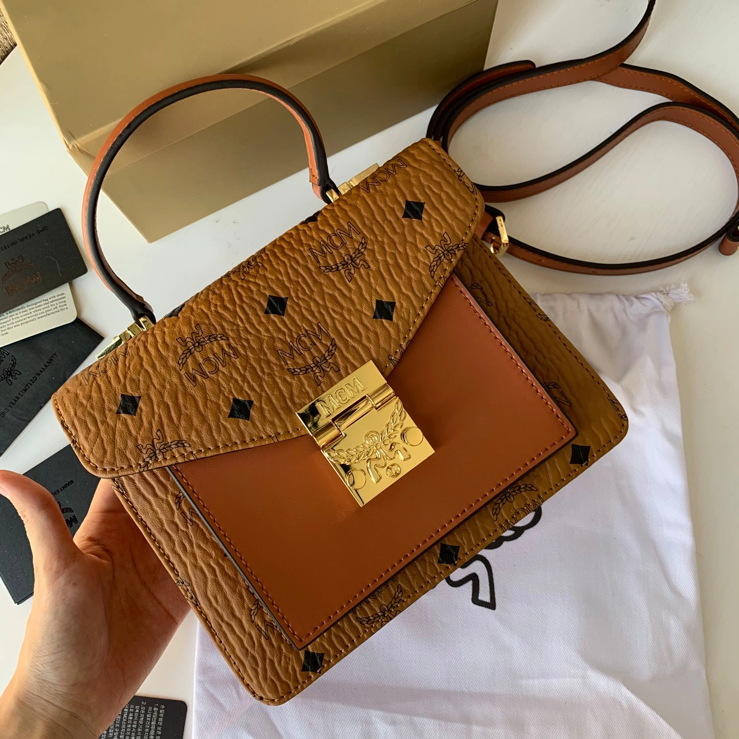 High fidelity MCM Top Handle Bags