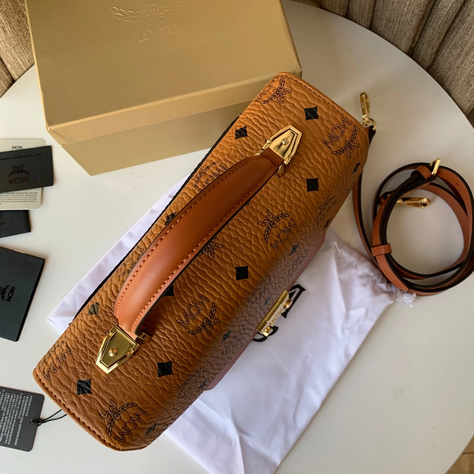 High fidelity MCM Top Handle Bags