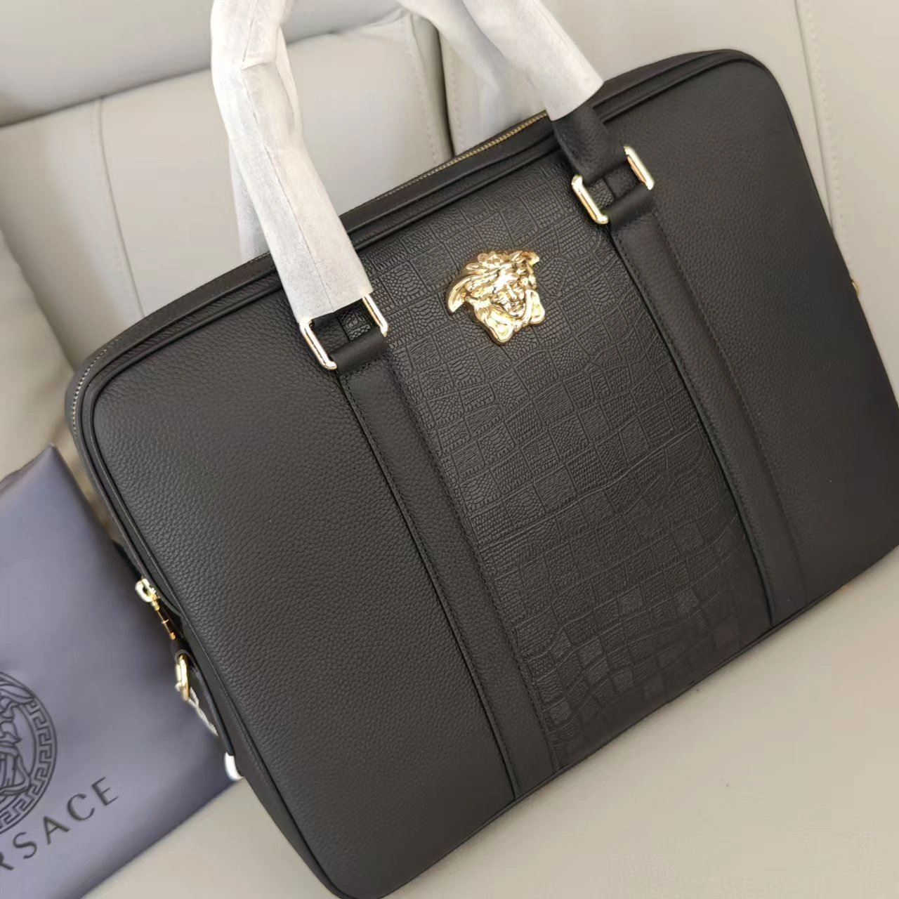 Brand-authenticated Mens Versace Briefcases