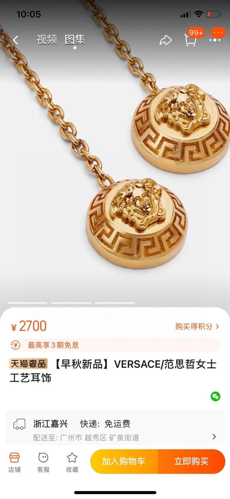 Low-cost Versace Earrings