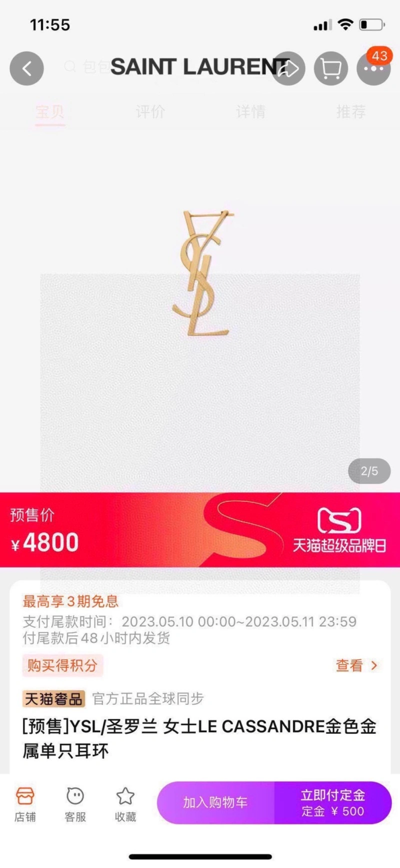 Perfect replica Ysl Earrings
