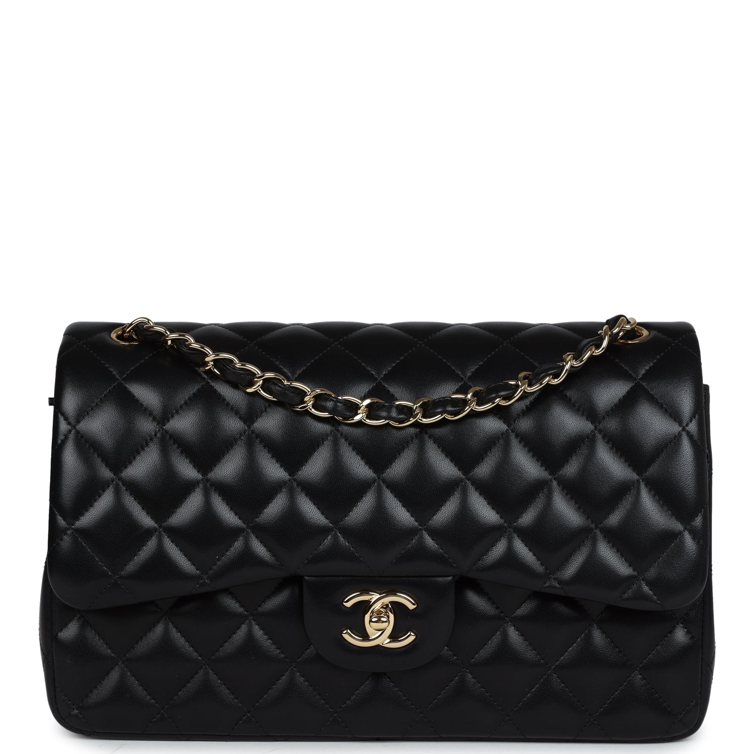 Chanel Jumbo Classic Double Flap Black Lambskin Gold Hardware - Chanel ...