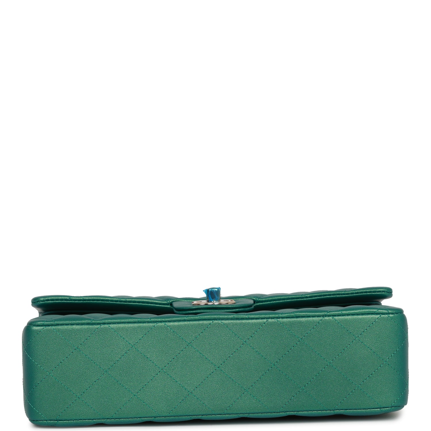 Chanel Medium Classic Double Flap Bag Green Iridescent Lambskin Light ...