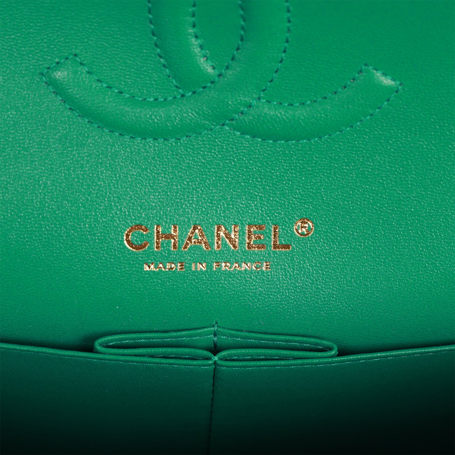 Chanel Medium Classic Double Flap Bag Green Iridescent Lambskin Light ...