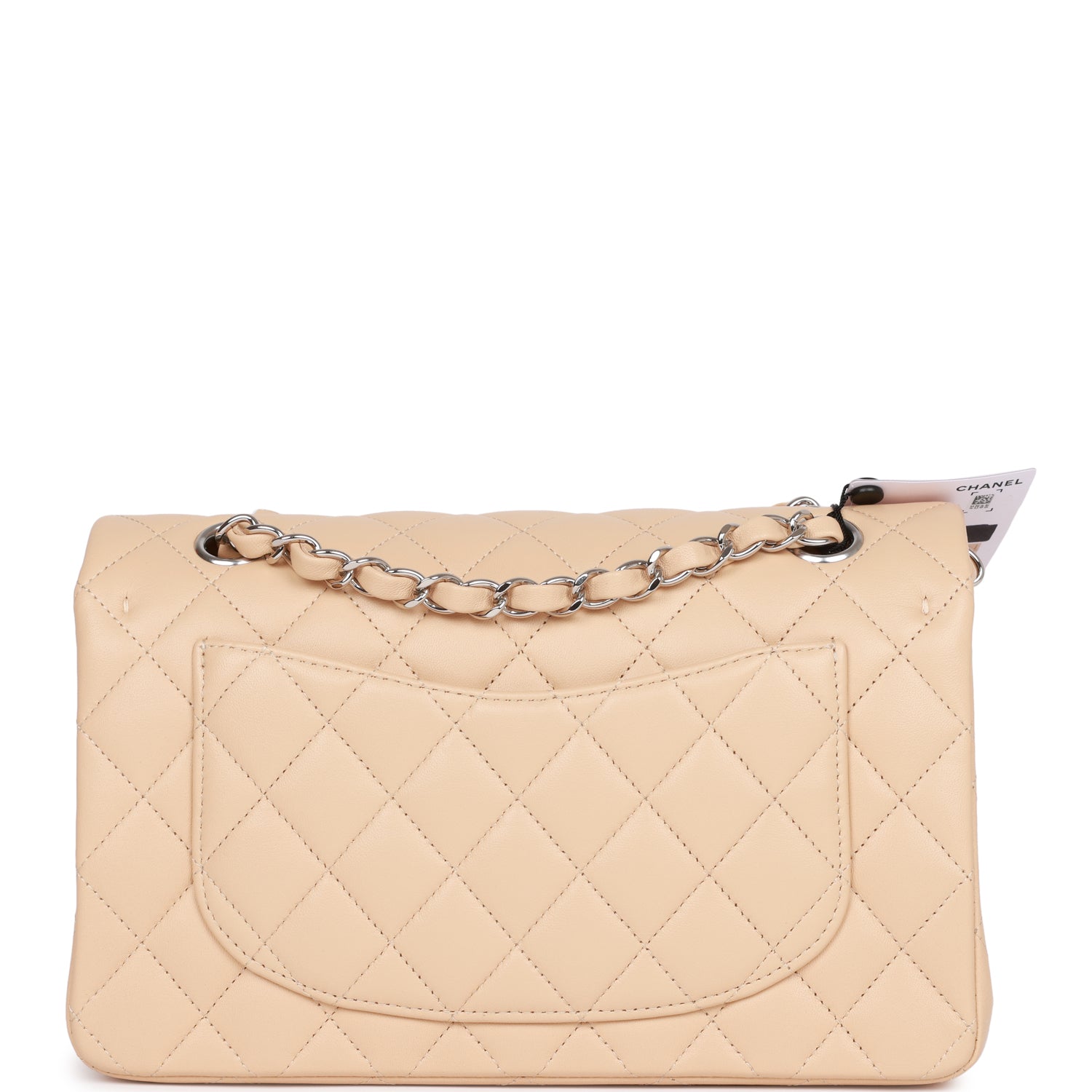 Chanel Small Classic Double Flap Beige Lambskin Silver Hardware ...