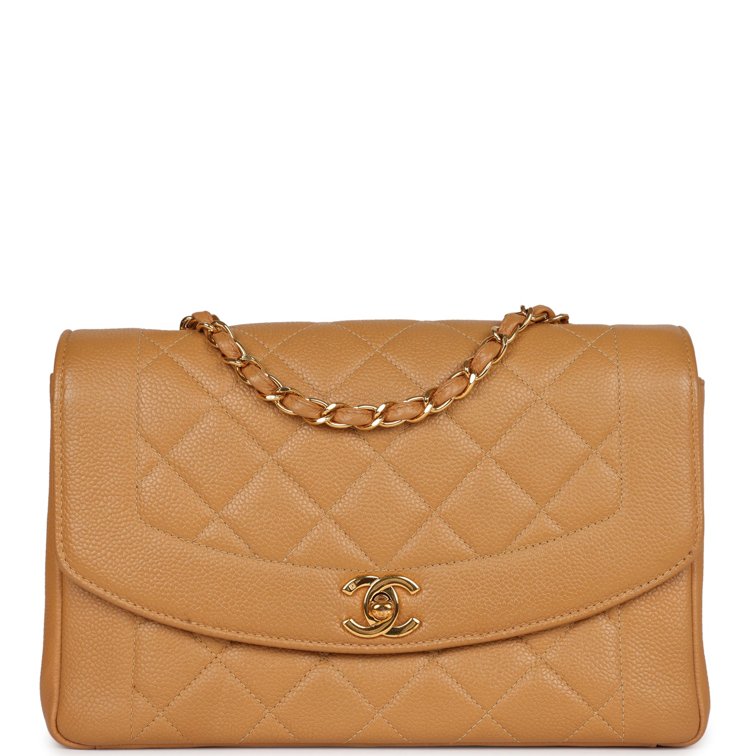 Vintage Chanel Medium Diana Flap Bag Dark Beige Caviar Gold Hardware ...