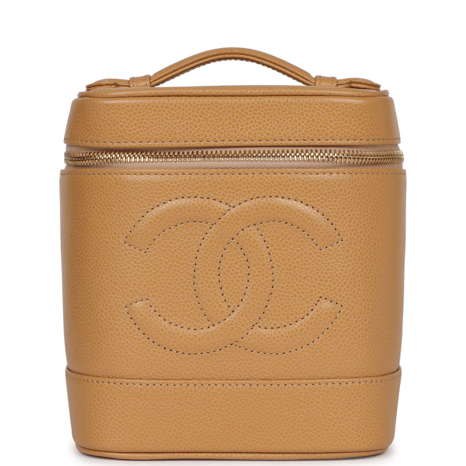 Vintage Chanel Vanity Dark Beige Caviar Gold Hardware - Chanel Outlet ...