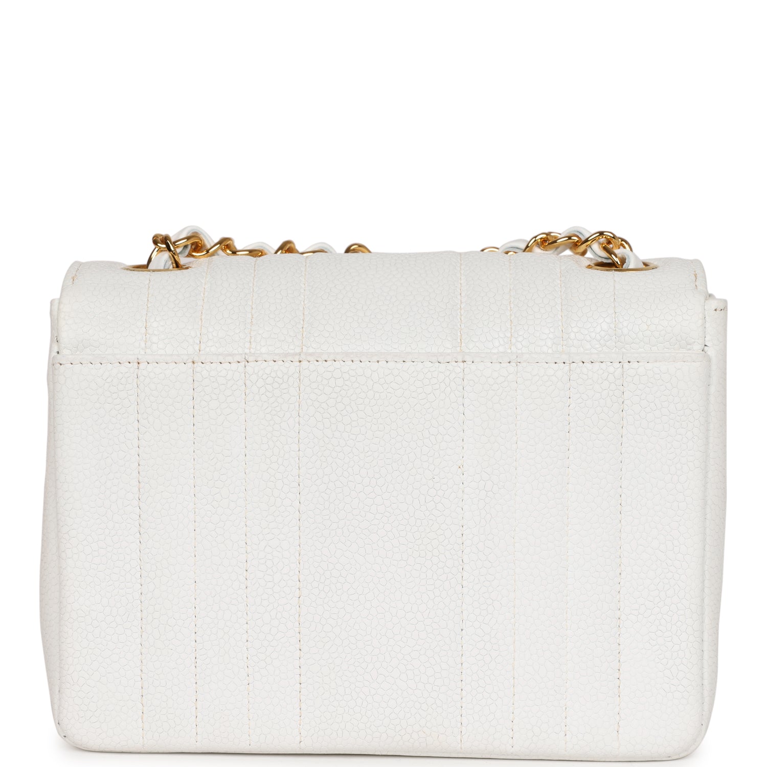 Vintage Chanel Mini Square Flap Vertical Stripe White Caviar Gold ...