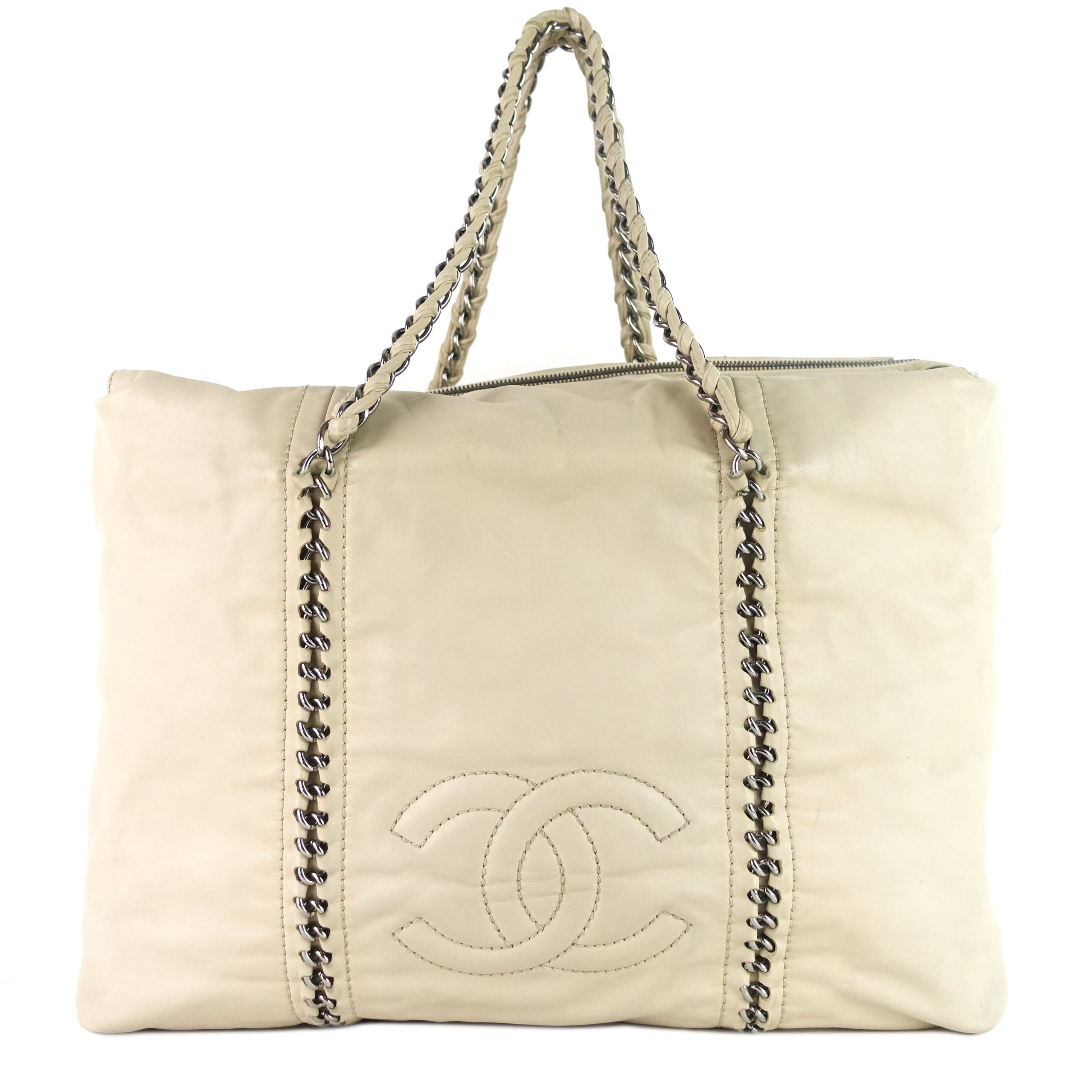 Modern Chain Zip Leather Tote Bag - Chanel Outlet USA Official Store