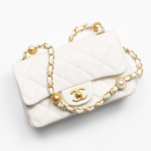 Chanel Mini Flap Bag White Shiny Lambskin - Chanel Outlet USA Official ...